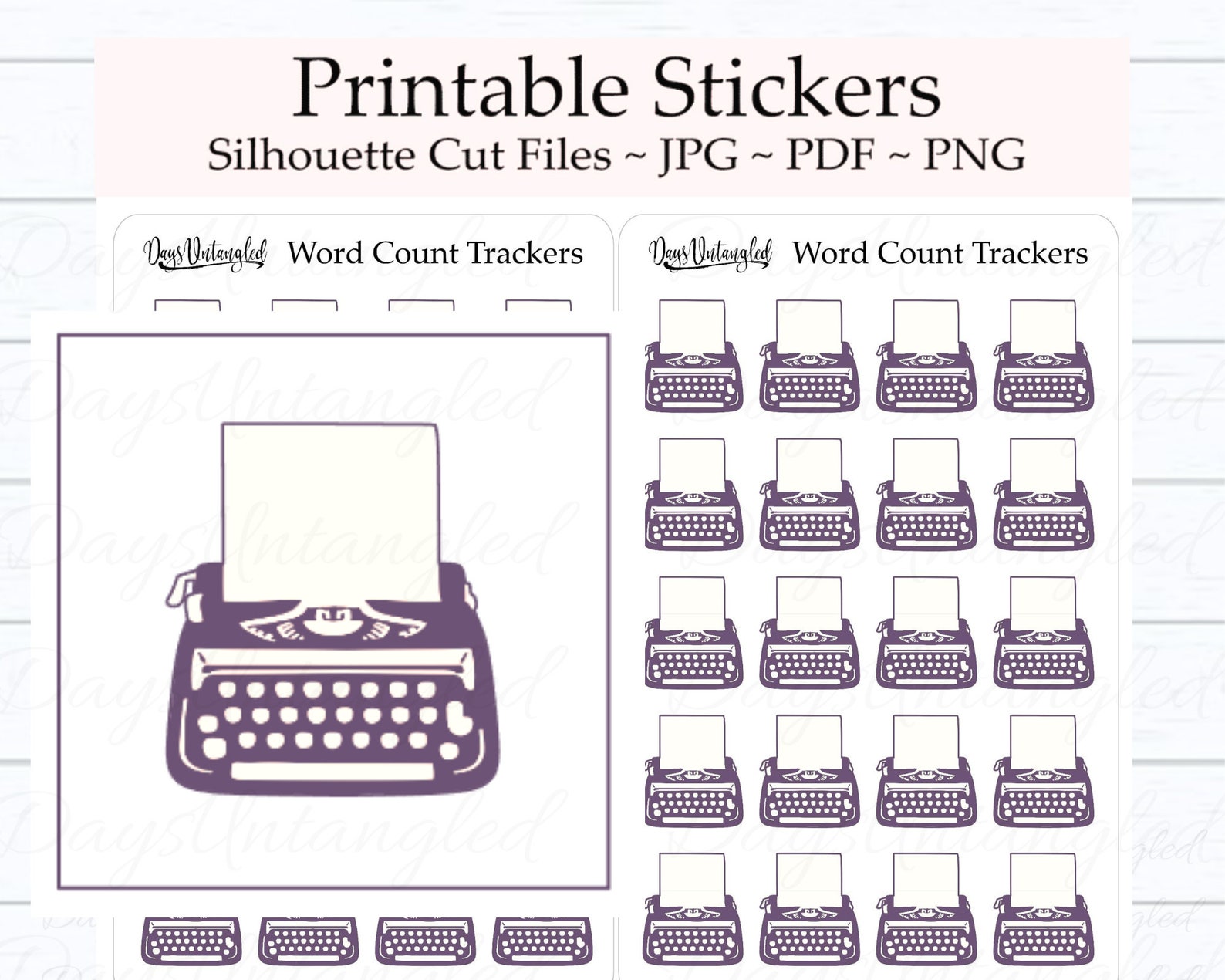 Printable Word Count Stickers for Writers Nanowrimo Typewriter Trackers ...