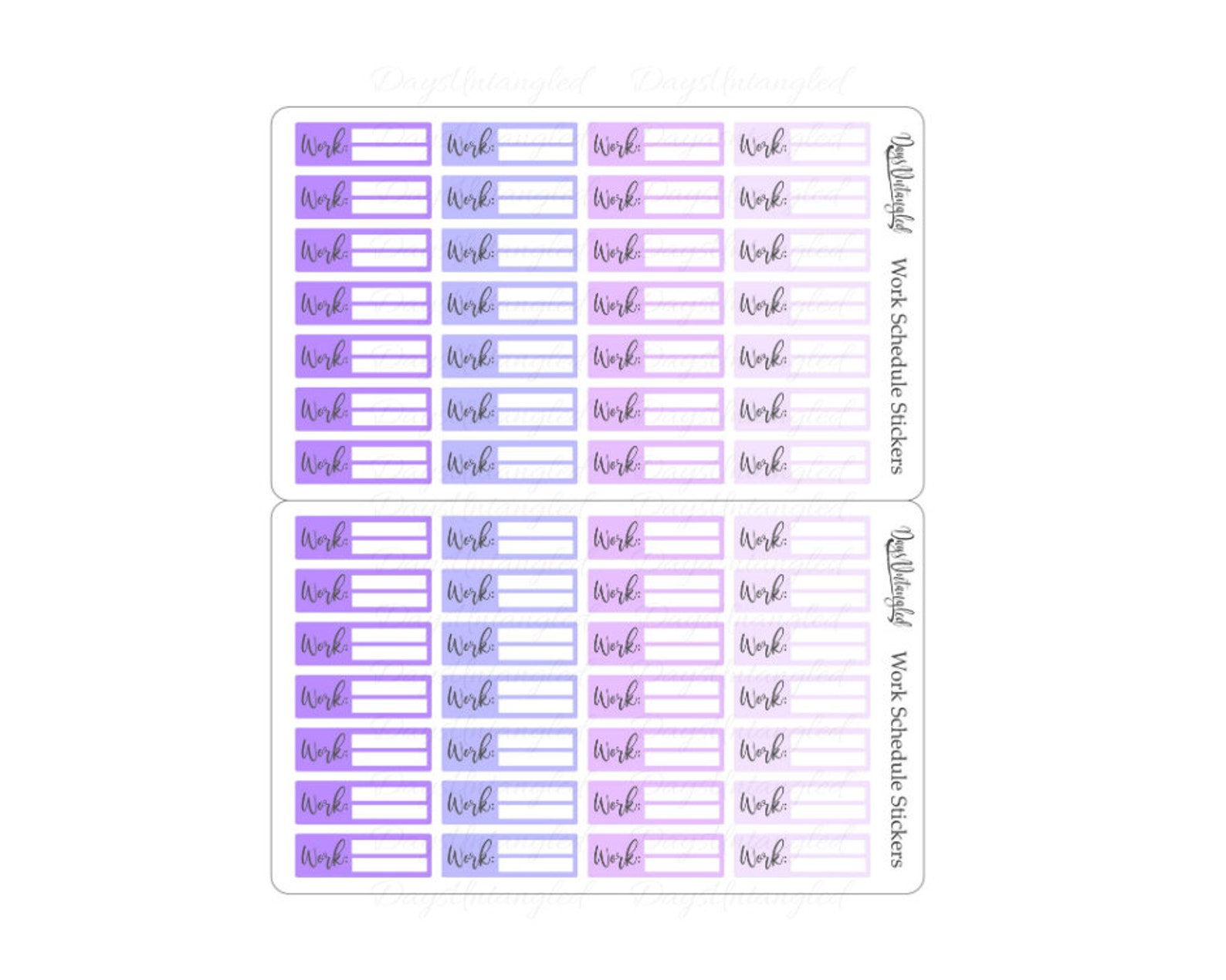 Purple Printable Work Schedule Stickers Printable Trackers | Etsy
