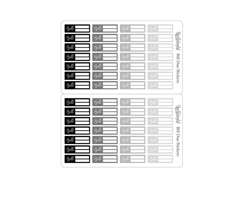 Black and Gray Printable Bill Due Stickers - Trackers - Planner Font ...