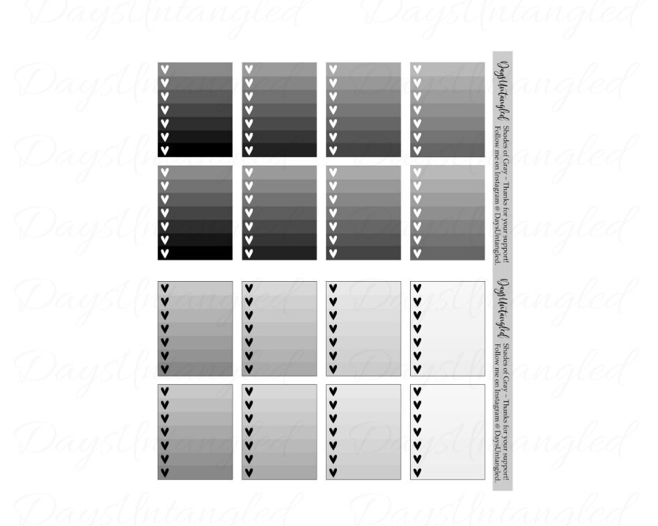 Black and Gray Printable Checklist Planner Stickers Ombre | Etsy