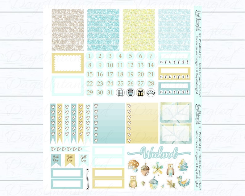 Woodland Printable Planner Stickers Weekly Kit Fall Autumn - Etsy