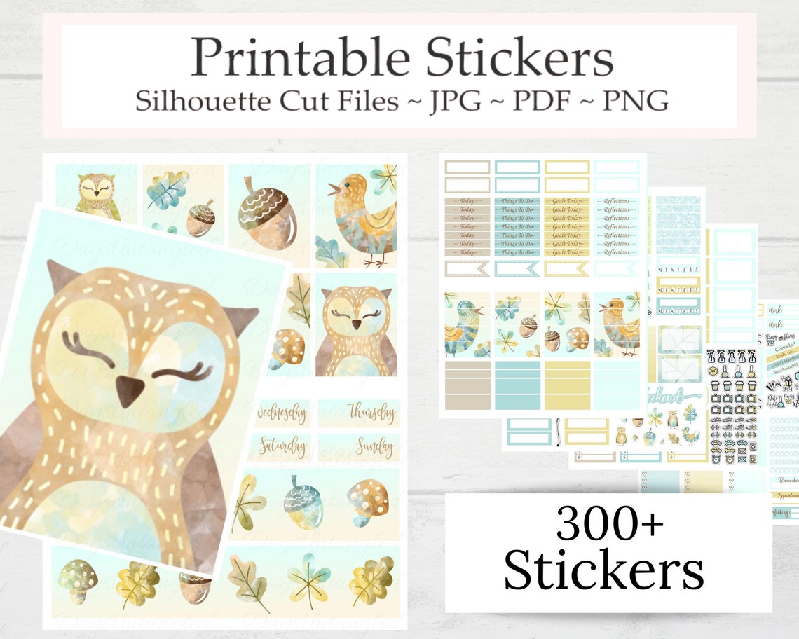 Woodland Printable Planner Stickers Weekly Kit Fall Autumn | Etsy