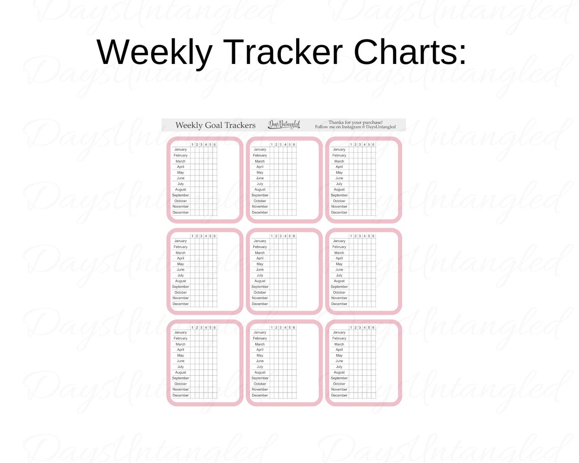 Printable Weekly Goal Tracker Kit New Year's Resolution Goal Trackers ...