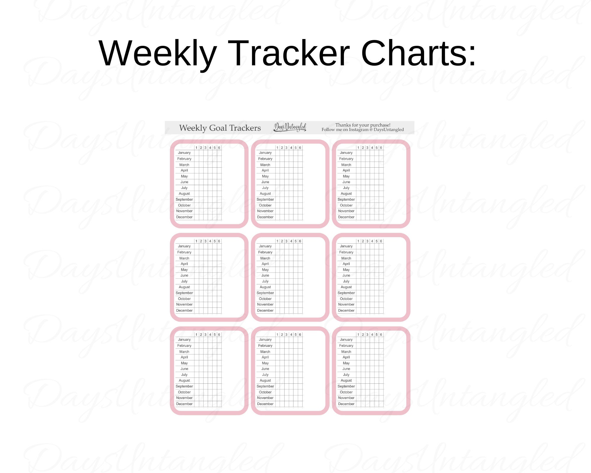 Printable Weekly Goal Tracker Kit New Year's Resolution Goal Trackers ...