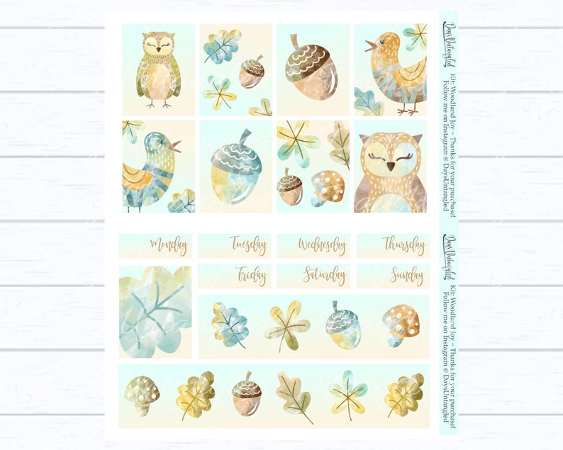 Woodland Printable Planner Stickers Weekly Kit Fall Autumn - Etsy