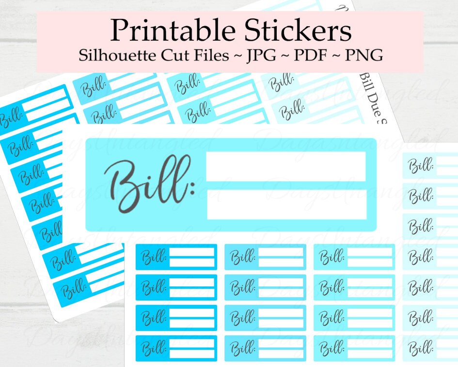 Frozen Ice Blue Printable Bill Due Stickers Trackers Assorted Pay Bill ...