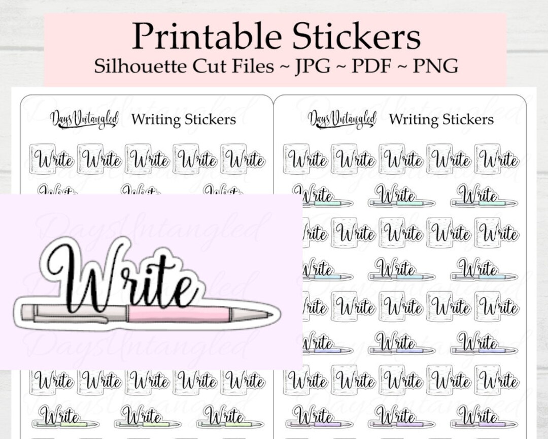 Printable Write Stickers Functional for Planners Writing, Writers, Pen ...