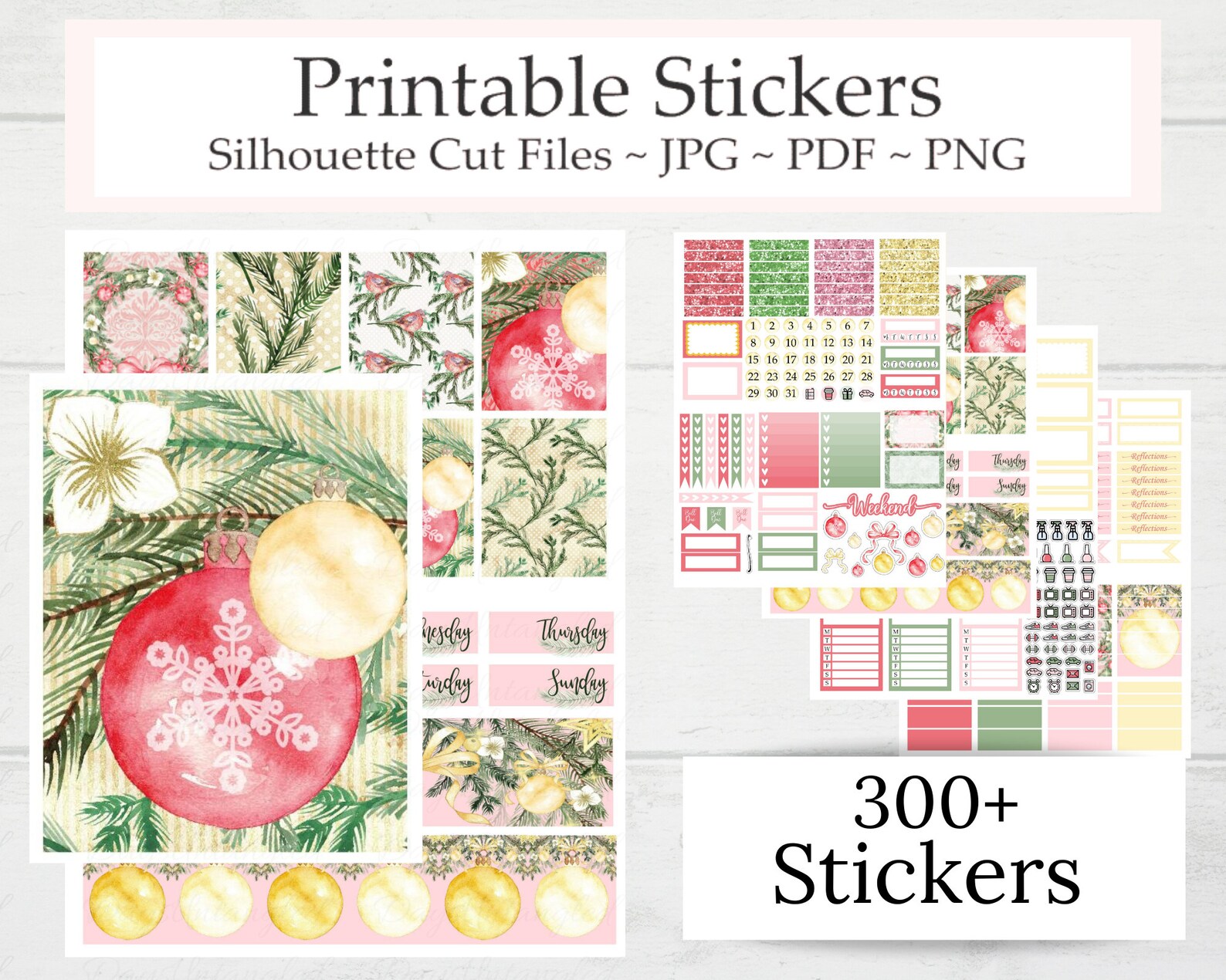 Christmas Printable Planner Stickers Weekly Kit Winter - Etsy