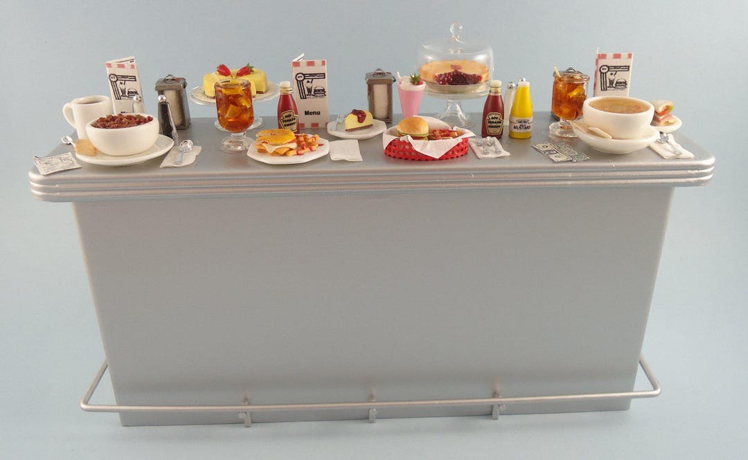Dollhouse Miniature - Diner Counter With Food - Etsy