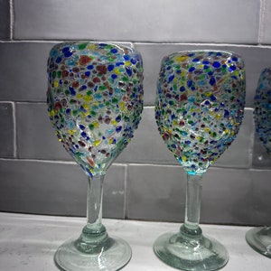 Hand Blown Mexican Confetti Goblets - Etsy