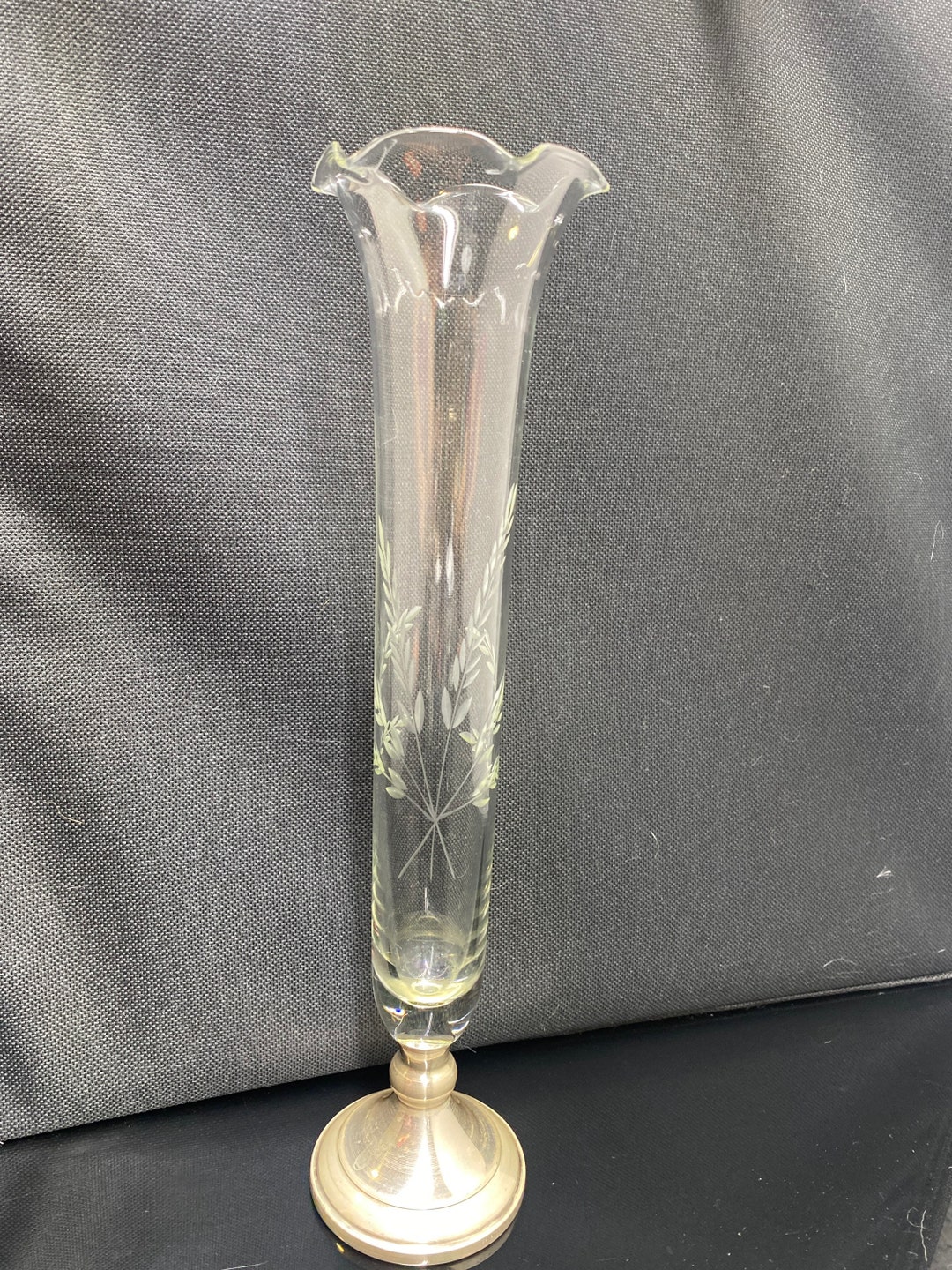 Web Sterling Silver Etched Crystal Bud Vase - Etsy