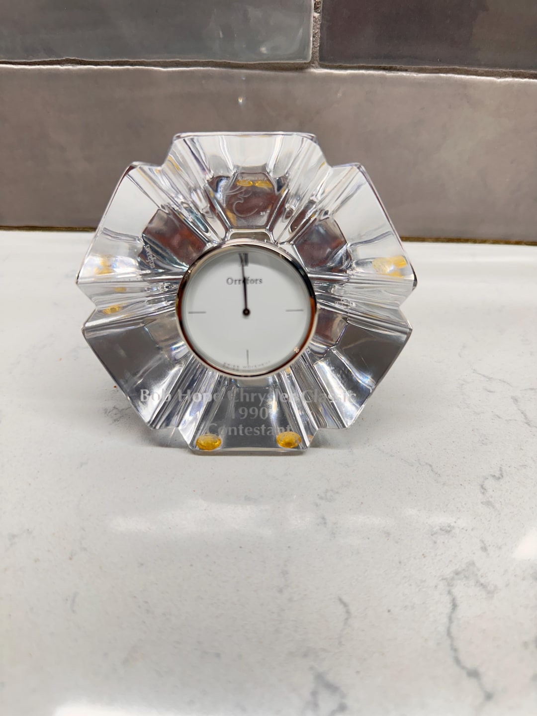 Orrefors Crystal Desk Clock - Etsy