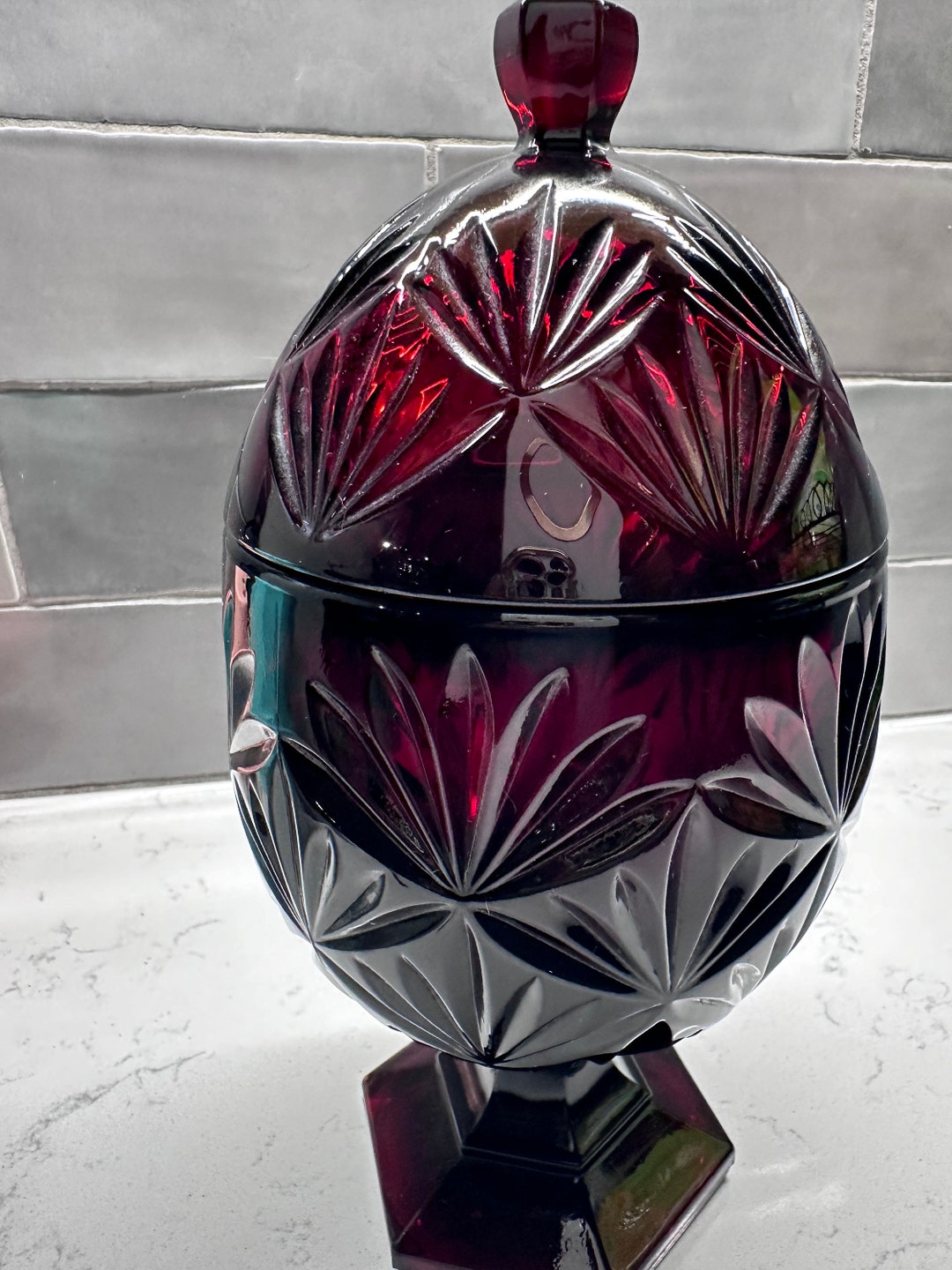 Vintage Ruby Red Glass Egg Shape - Etsy