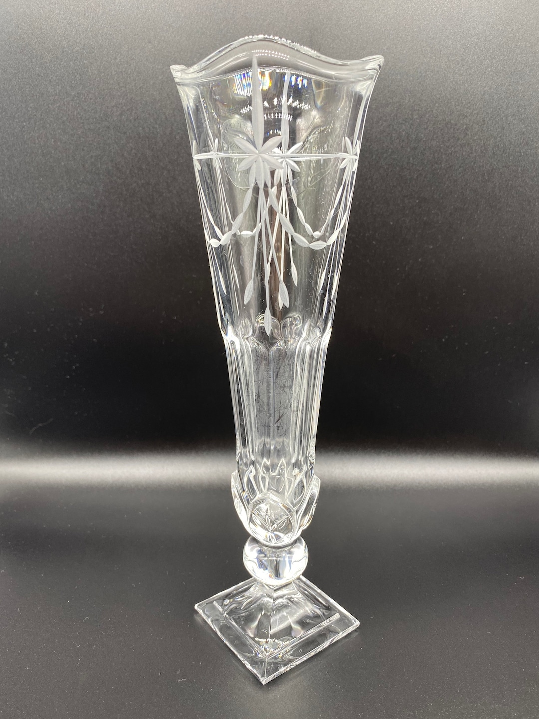 Gorham “chantilly Collection” Crystal Vase - Etsy