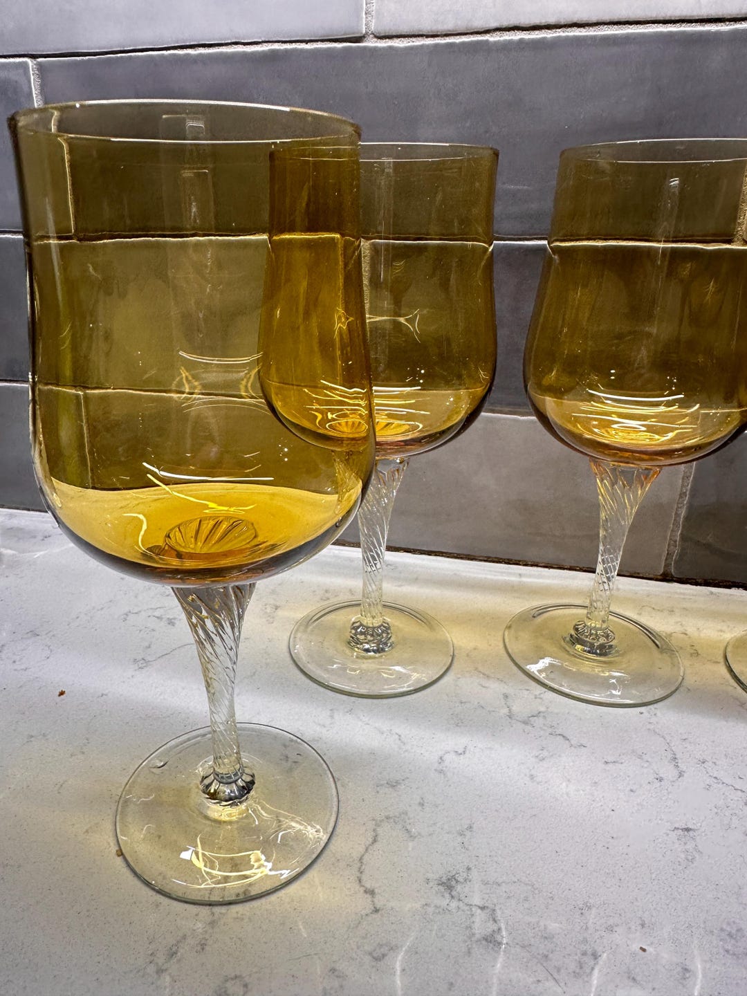 Vintage Amber Gold Yellow Drinking Goblets - Etsy
