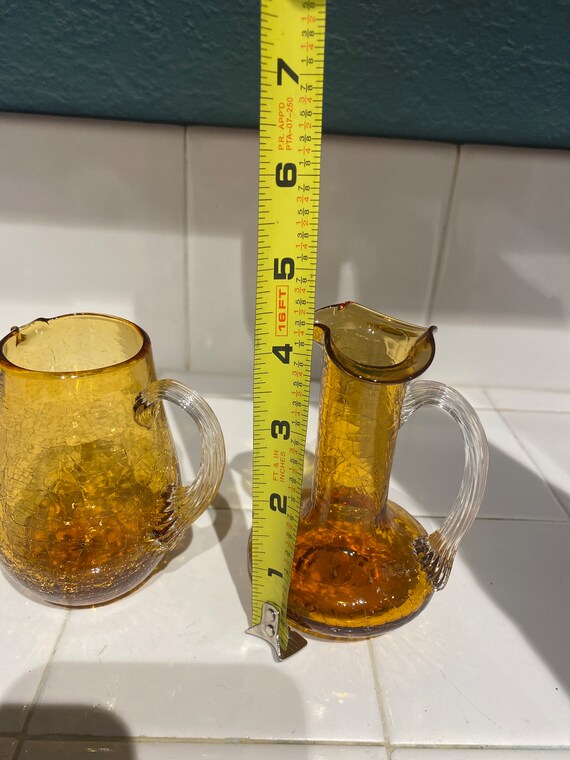 Amber Crackle Glass Mini Pitchers | Etsy