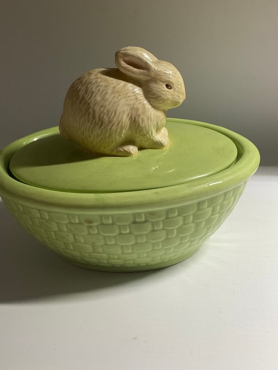 Hallmark Basket Weave Bunny Trinket Box | Etsy