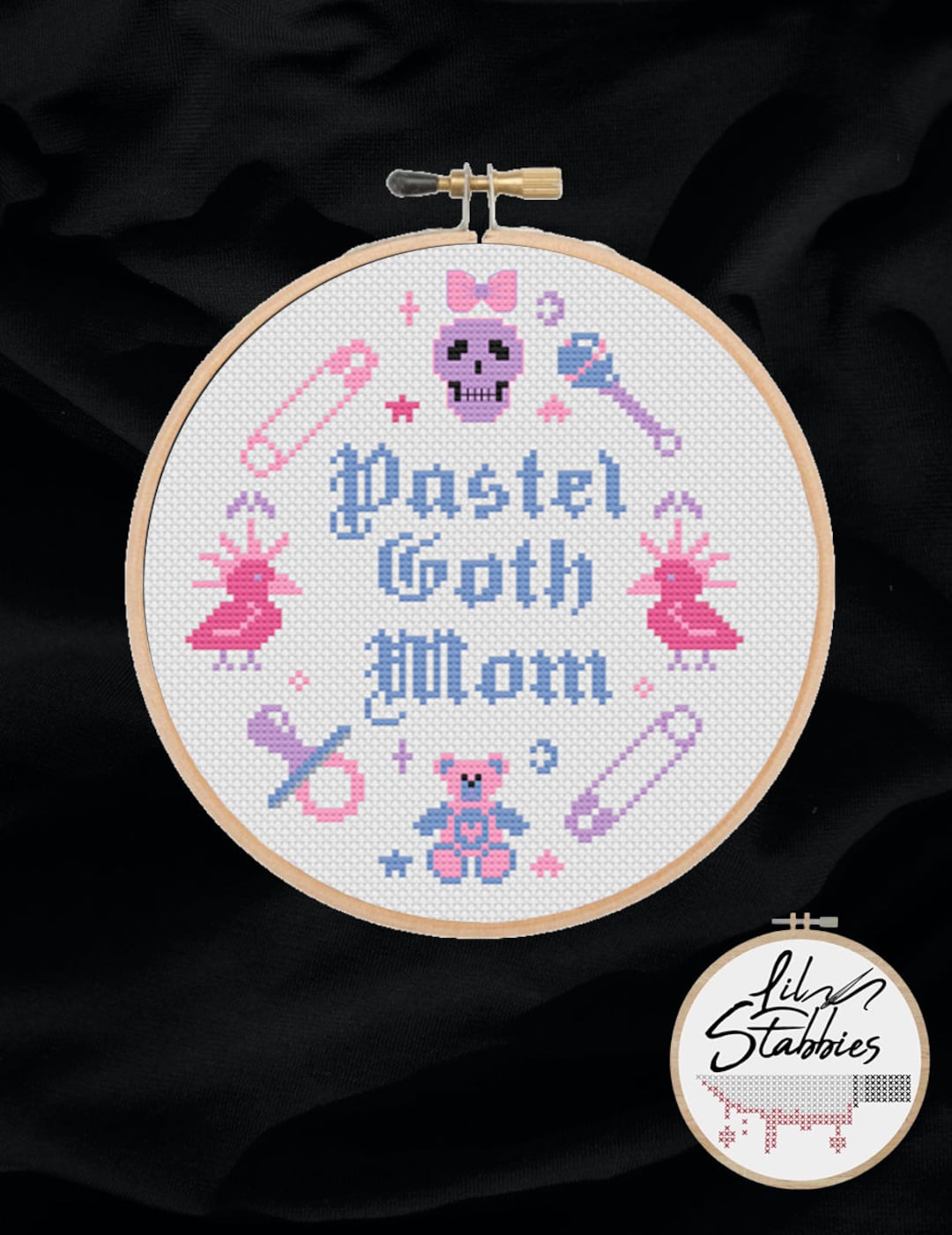 Pastel Goth Mom Cross Stitch Pattern - Pastel Goth Cross Stitch Pattern ...