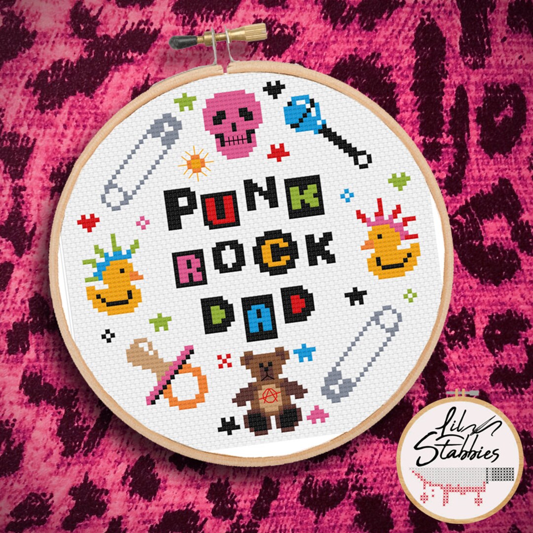Punk Rock Dad Cross Stitch Pattern - Punk Cross Stitch Pattern - Goth ...