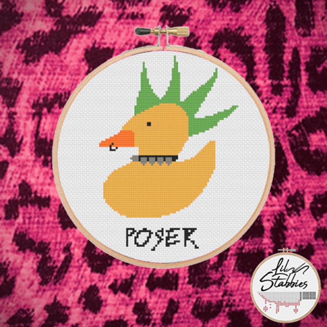 Poser Duck Cross Stitch Pattern - Punk Cross Stitch Pattern - Mom Cross ...