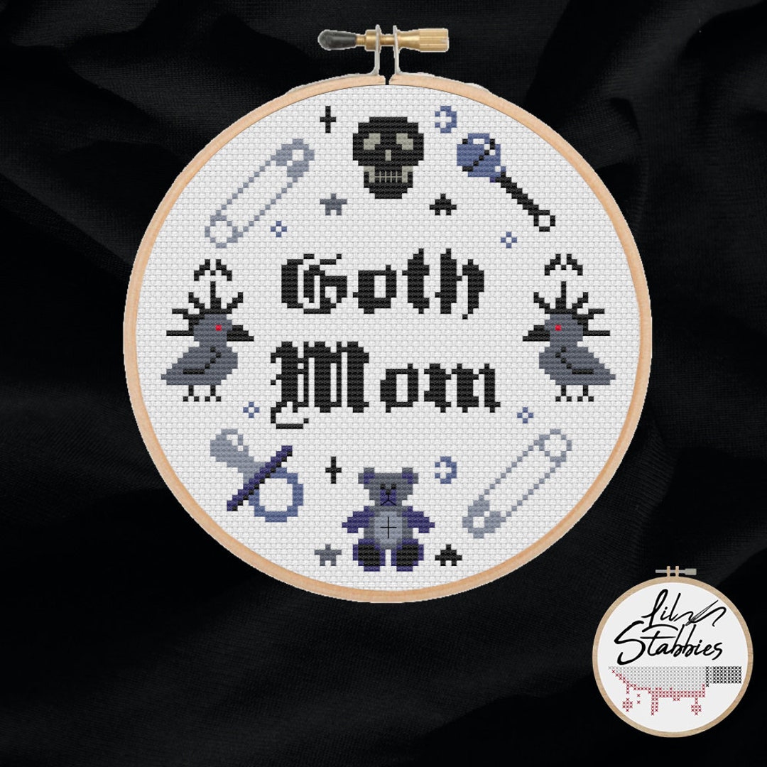 Goth Mom Cross Stitch Pattern - Punk Cross Stitch Pattern - Goth Cross ...