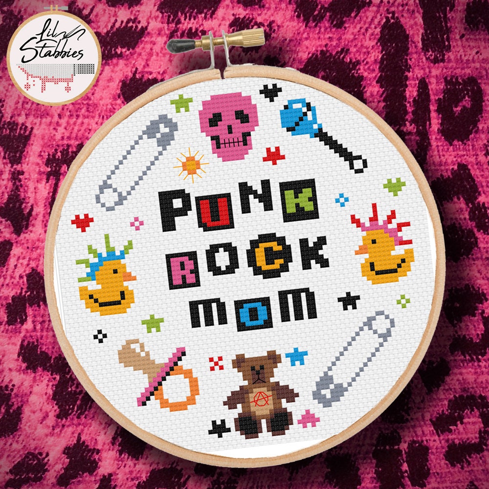 Punk Rock Mom Cross Stitch Pattern - Punk Cross Stitch Pattern - Goth ...