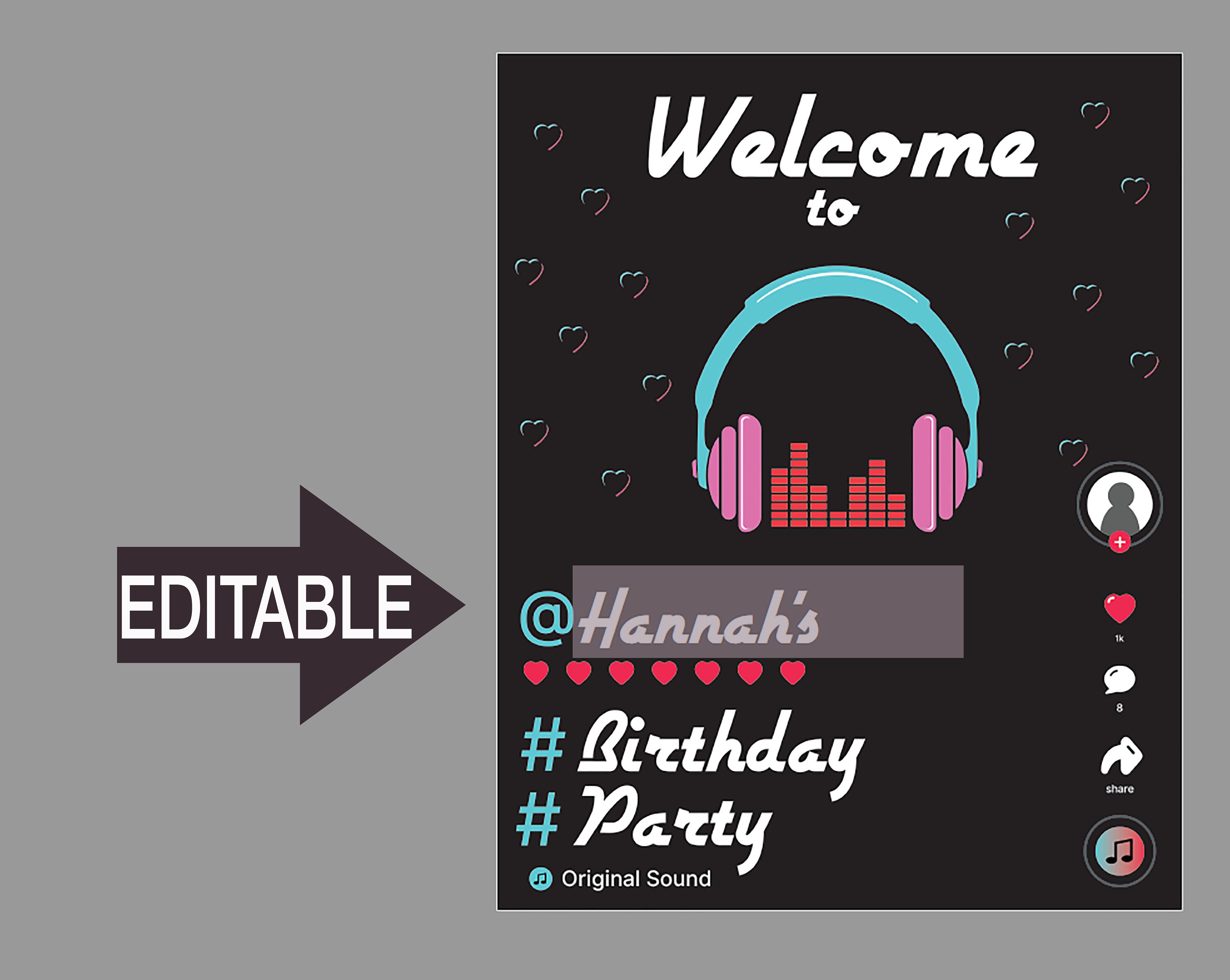 Tik Tok / Musical / Birthday / Party / Welcome / Sign / Banner / Poster ...