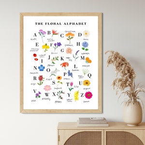 Floral Alphabet Print (cursive) | Flowers/floral/gardening Abc's Art ...