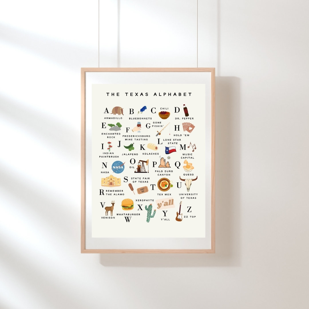 Texas Alphabet Print State of Texas Wall Art Print Texas - Etsy