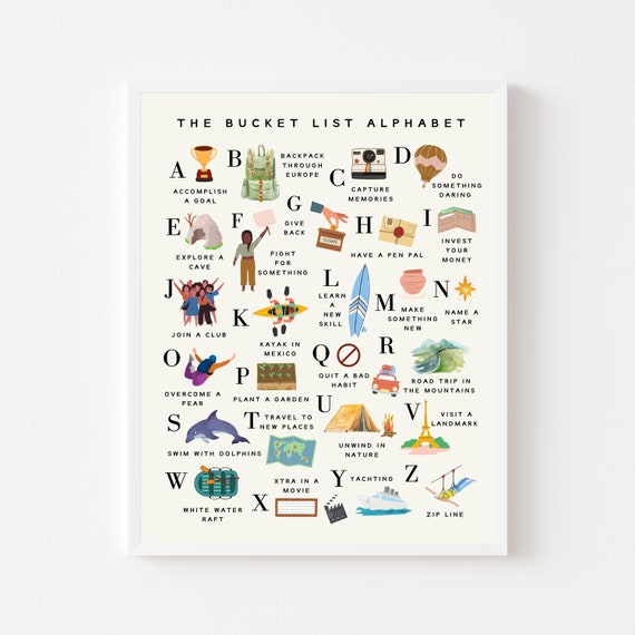 The Bucket List Alphabet Bucket List Abc's Poster - Etsy