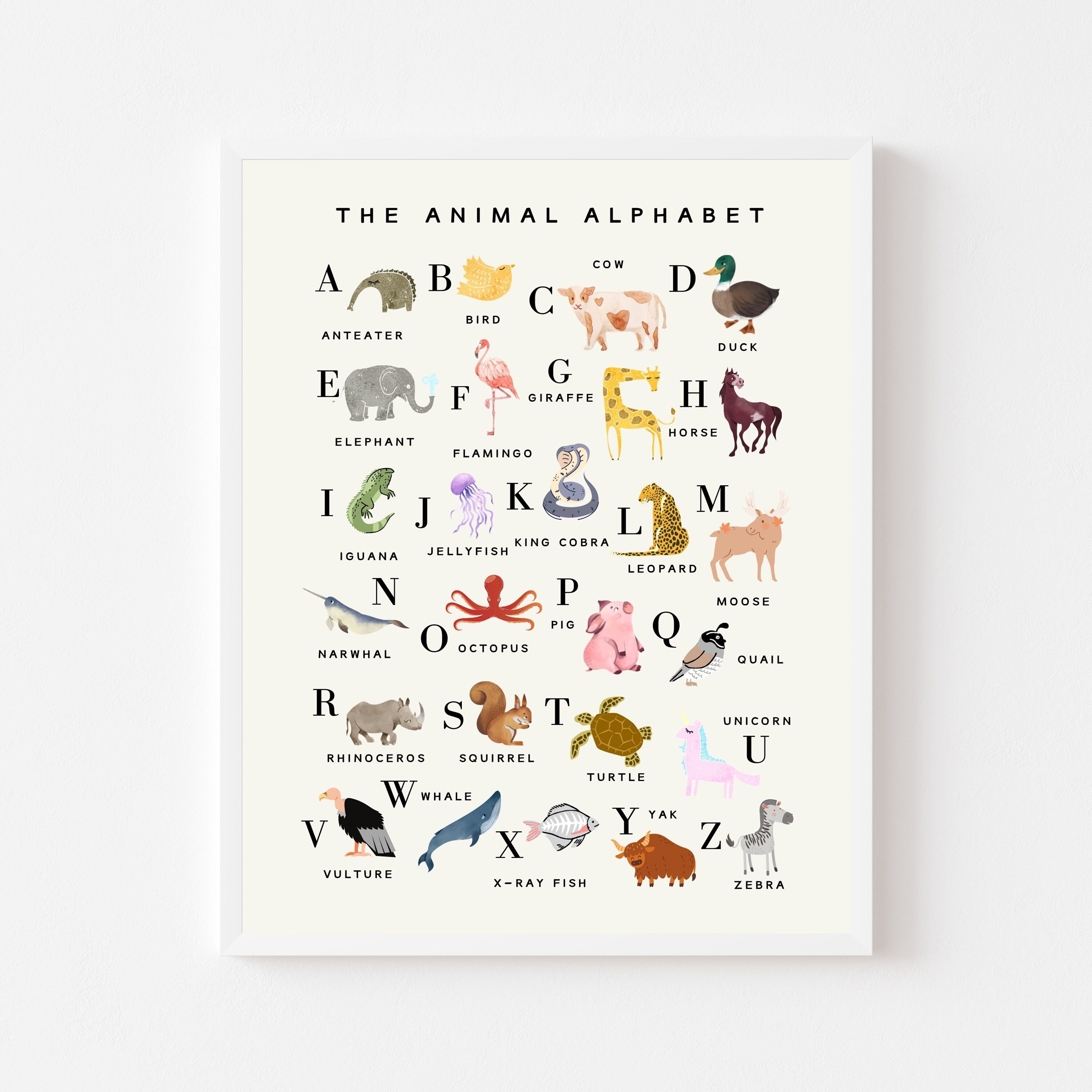 Watercolor Animal Alphabet Abc's of Animals Digital - Etsy