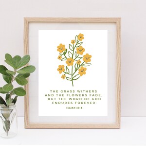 Isaiah 40 Floral Bible Verse Digital Print | Minimalist / Abstract ...
