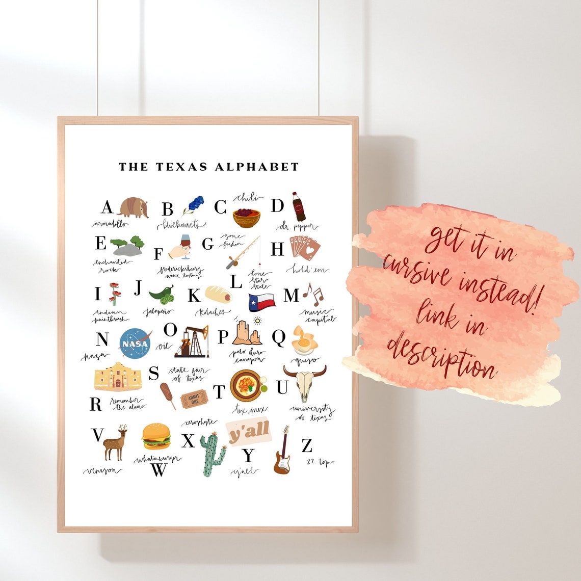 Texas Alphabet Print State of Texas Wall Art Print Texas - Etsy