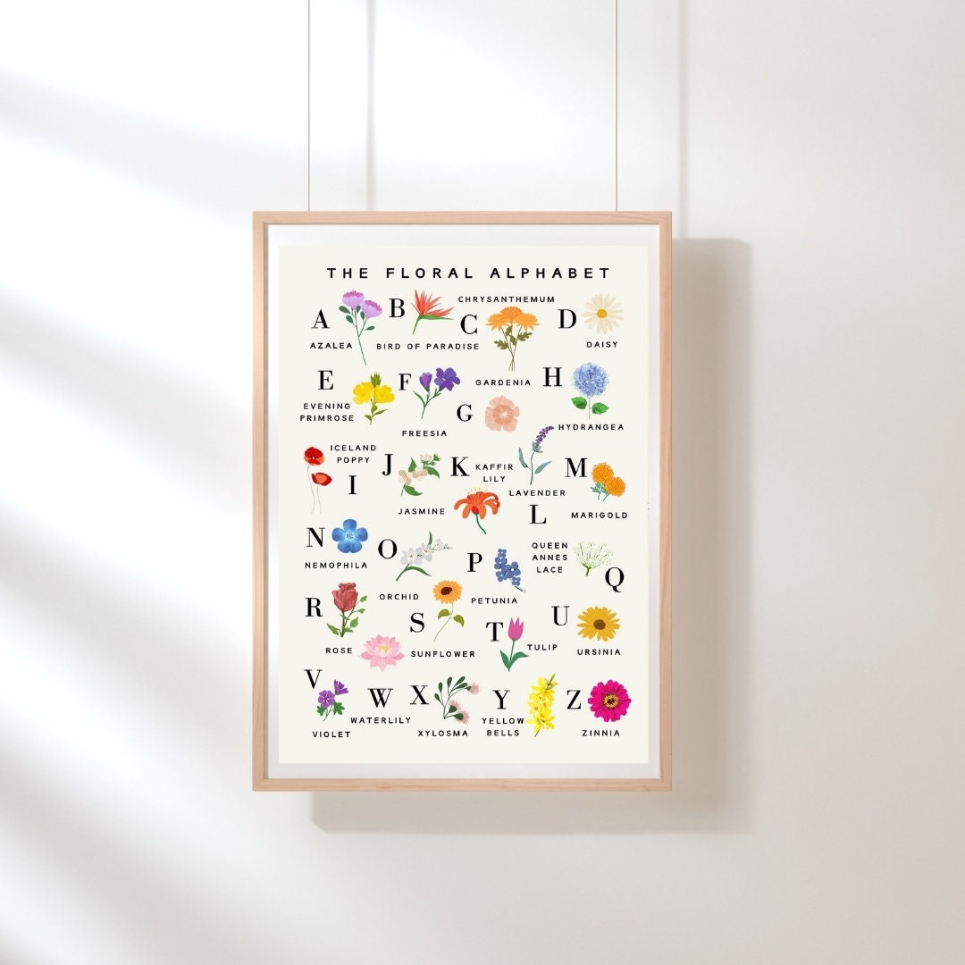 Floral Alphabet Print Flowers/floral/gardening Abc's Art - Etsy
