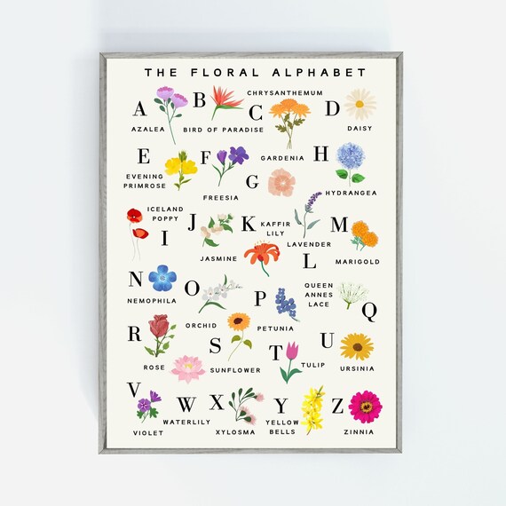 Floral Alphabet Print Flowers/Floral/Gardening ABC's Art | Etsy