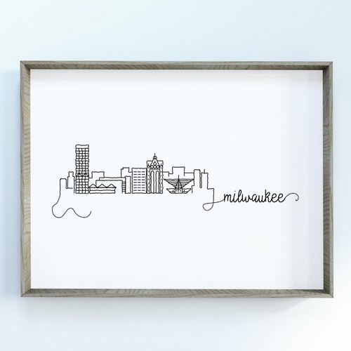 Milwaukee City Skyline Print Minimalist Black & White Wall - Etsy