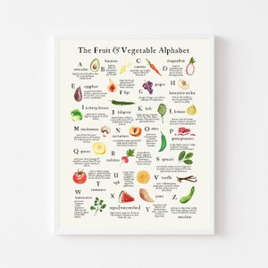 Fruit & Vegetable Alphabet Print | Produce/fruit Vegetable Abc's Poster ...
