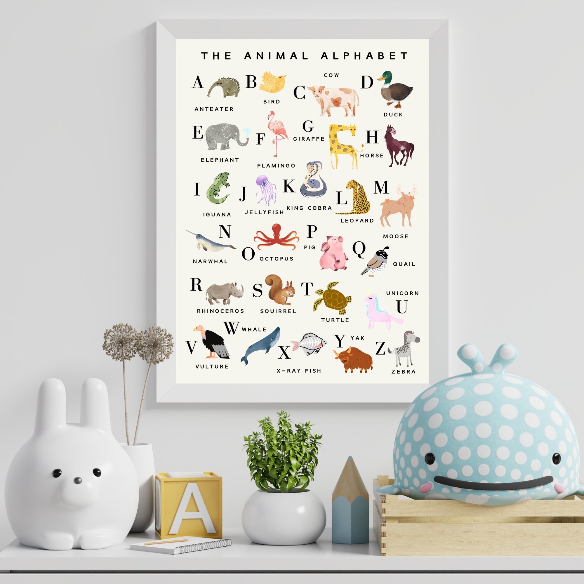 Watercolor Animal Alphabet Abc's of Animals Digital - Etsy