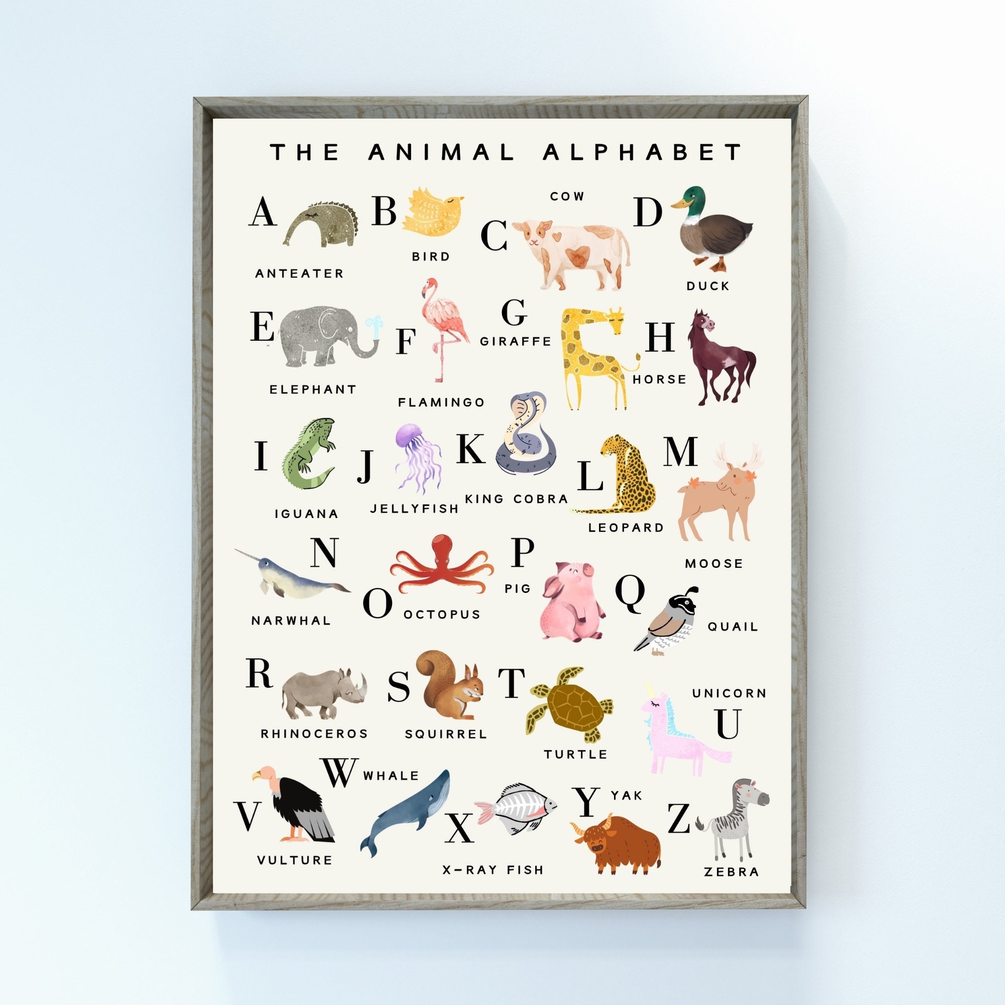 Watercolor Animal Alphabet | Abc's of Animals Digital Download/poster ...