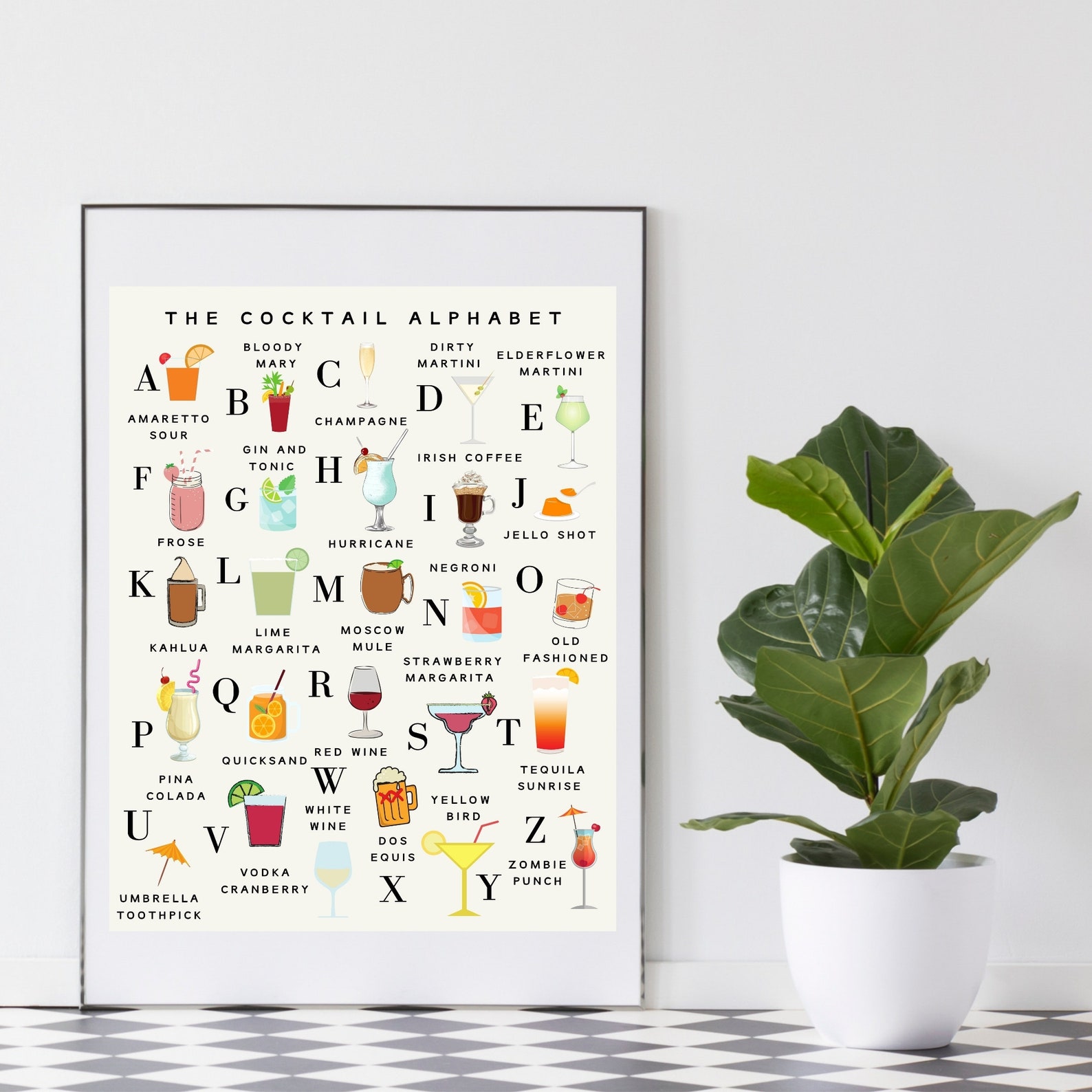The Cocktail Alphabet | Bar Cart/wall Decor | Cocktail Abc's Digital ...
