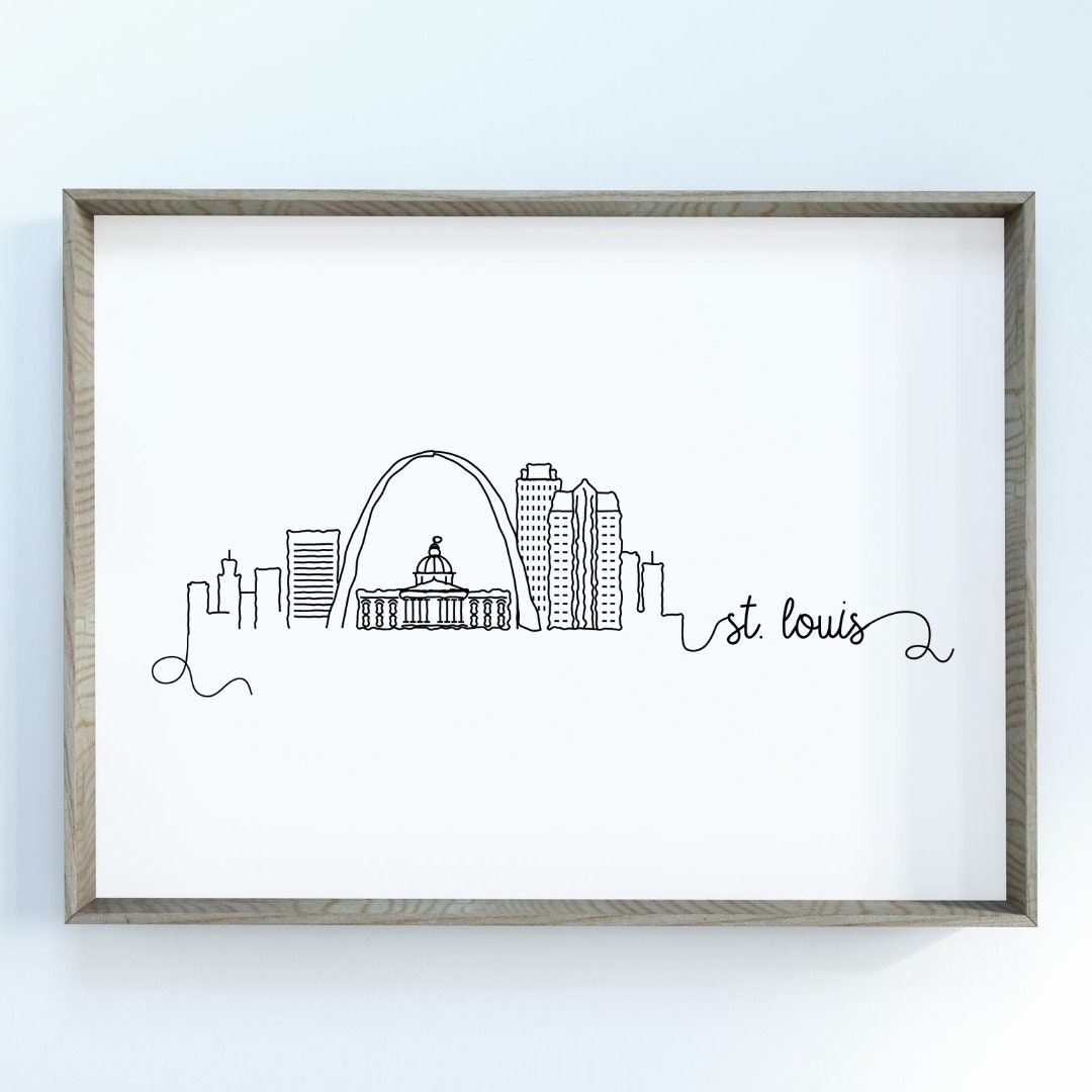 St. Louis City Skyline Print Minimalist Black & White Wall | Etsy