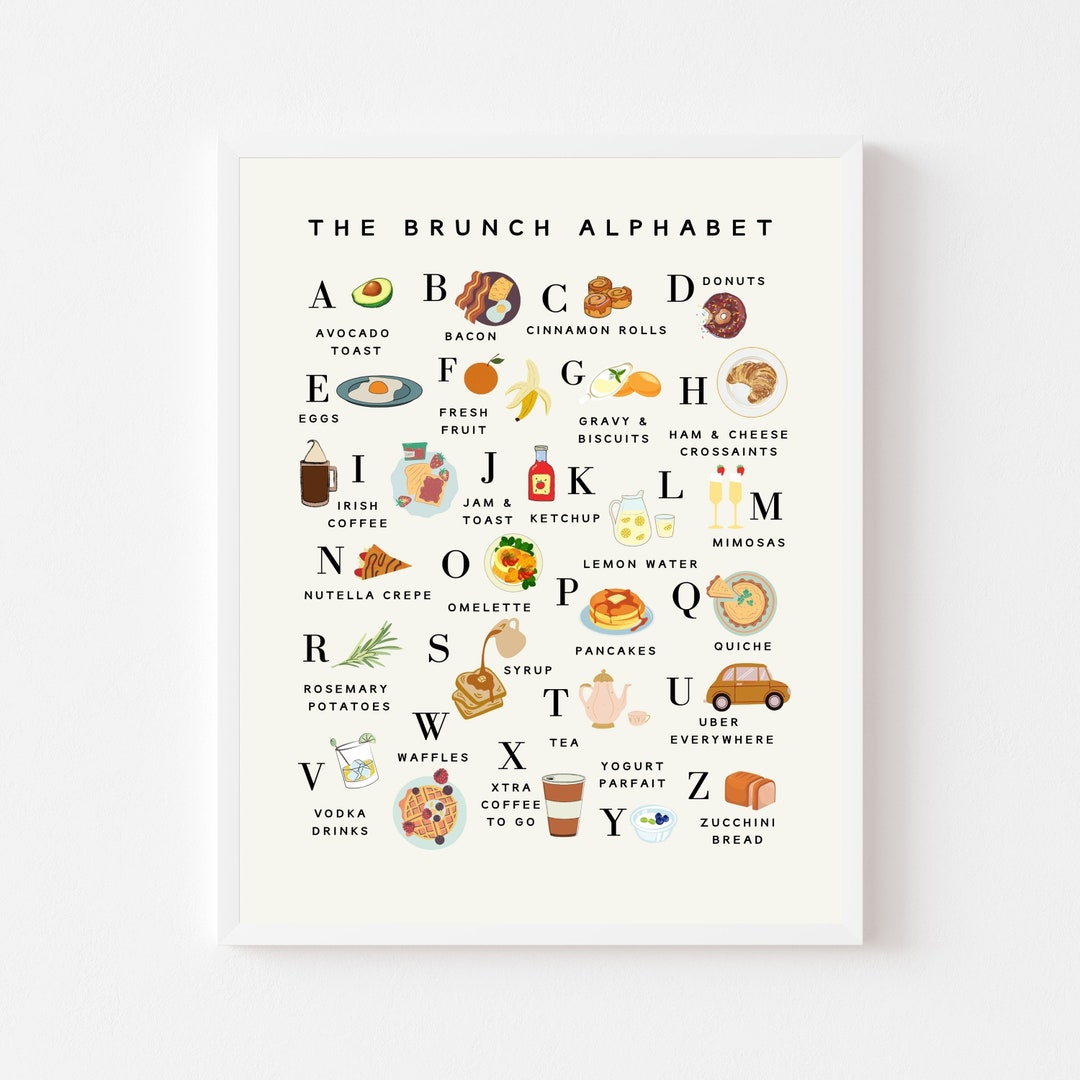 Brunch Alphabet Print | Brunch/breakfast Abc's Art Print/poster Digital ...