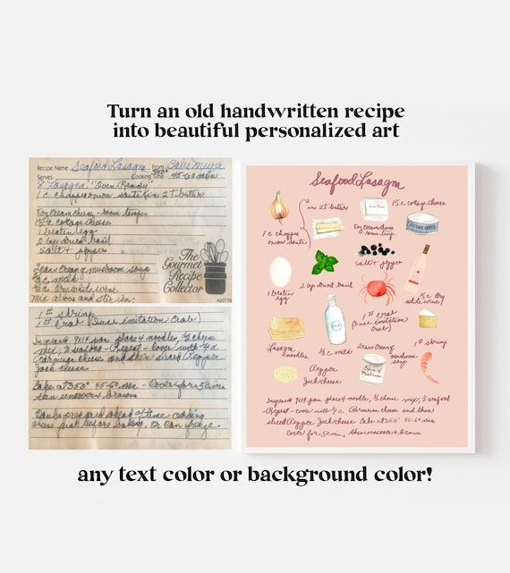 Handwritten Illustrated Family Recipe Turn One of Your or | Etsy
