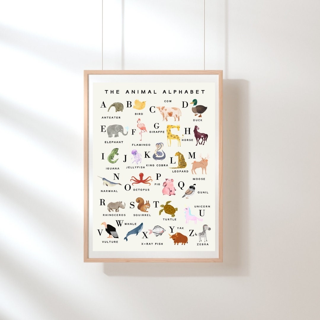 Watercolor Animal Alphabet Abc's of Animals Digital - Etsy