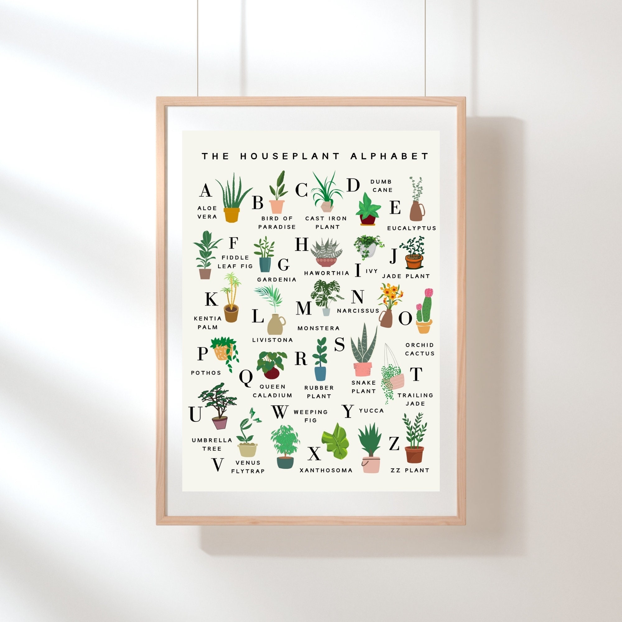 Houseplant Alphabet Print | Flowers/succulent/indoor Houseplant/tree ...