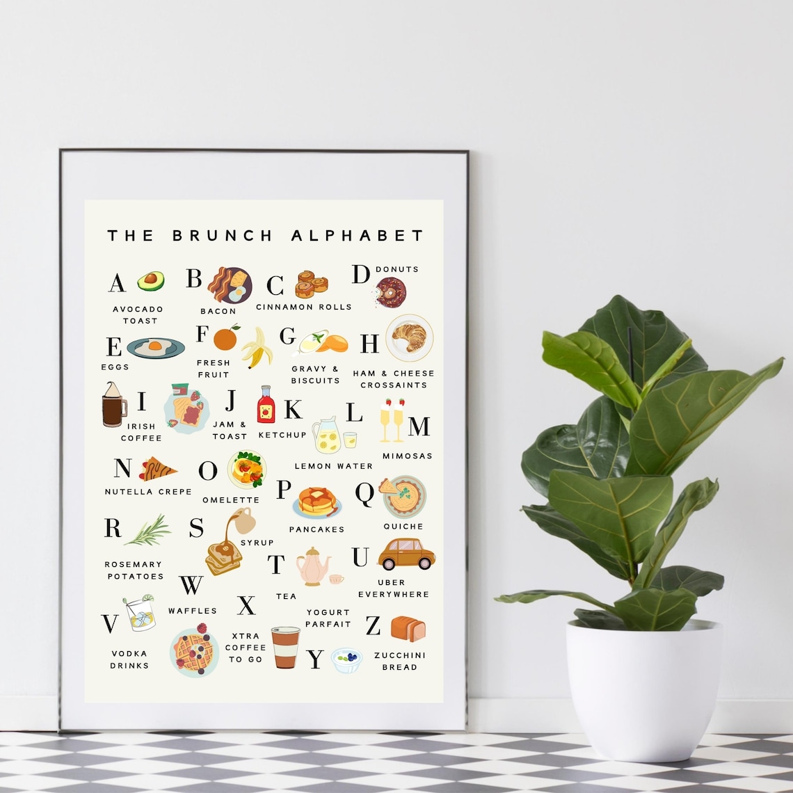 Brunch Alphabet Print | Brunch/breakfast Abc's Art Print/poster Digital ...
