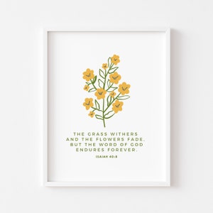 Isaiah 40 Floral Bible Verse Digital Print | Minimalist / Abstract ...
