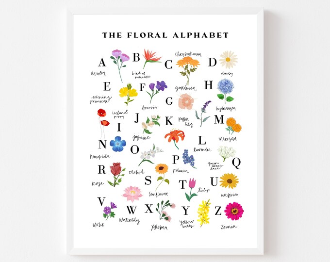 Flower Alphabet Chart Art Print - Etsy Canada