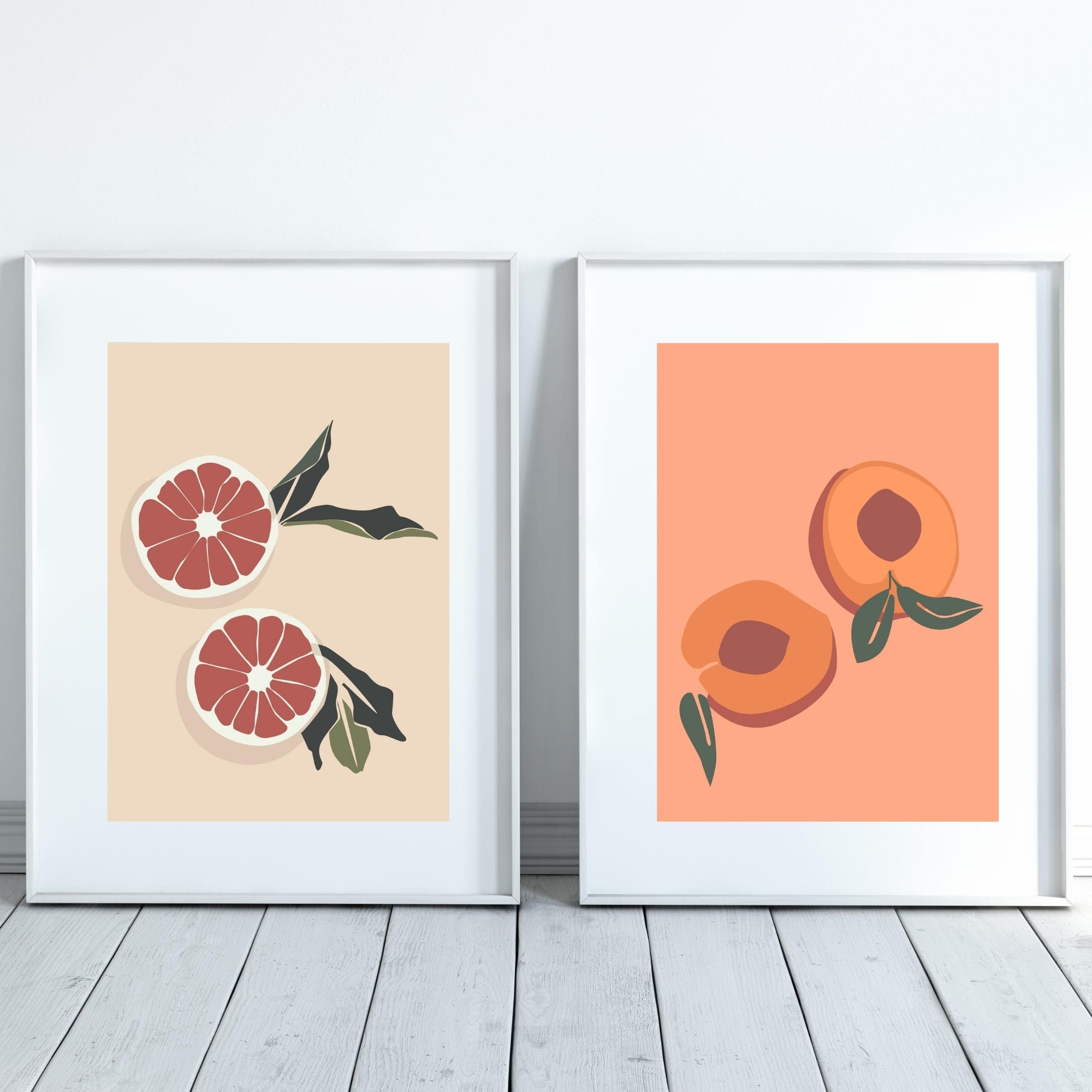 Boho Fruit Bundle Wall Art | Colorful Minimalist Prints | Grapefruit ...