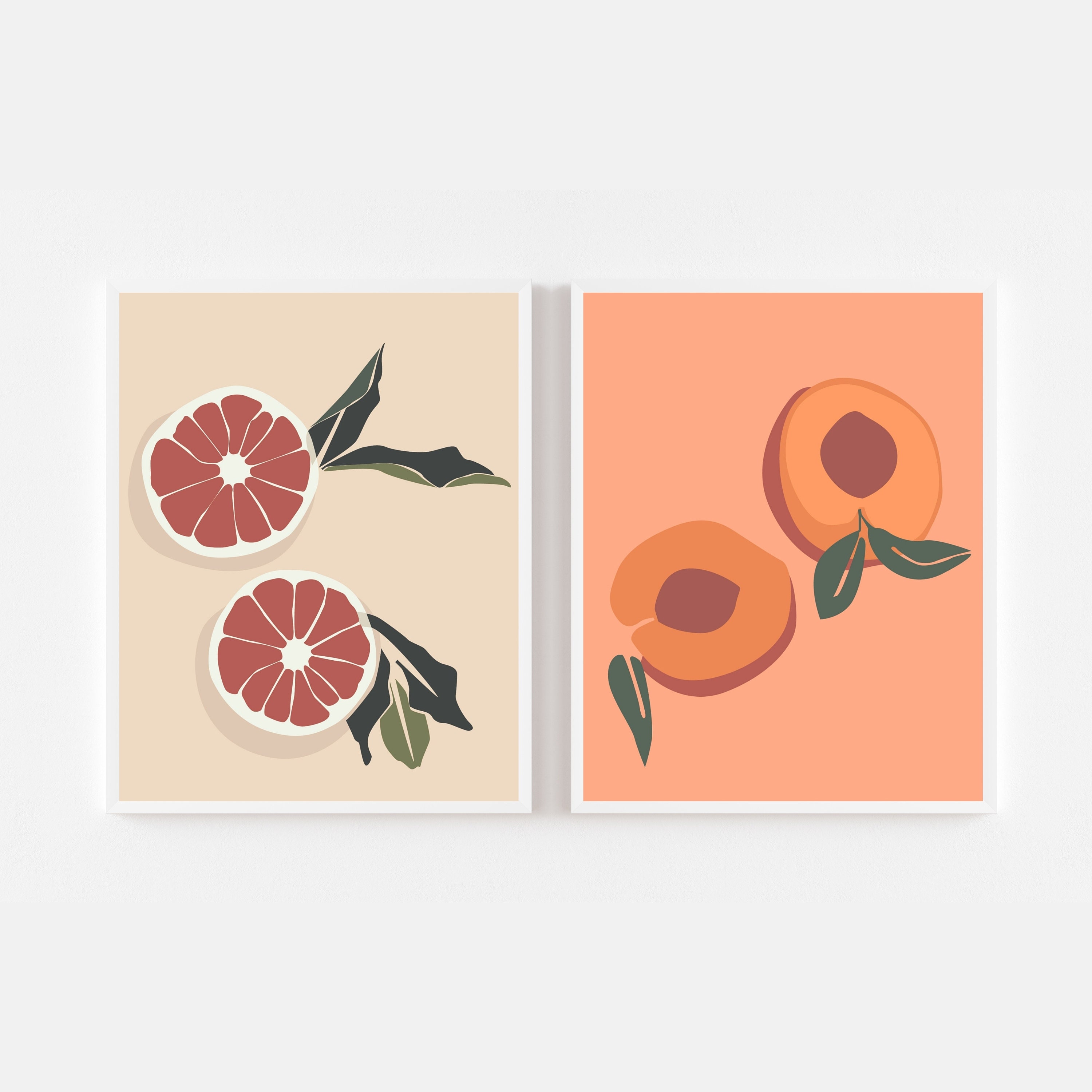 Boho Fruit Bundle Wall Art Colorful Minimalist Prints | Etsy